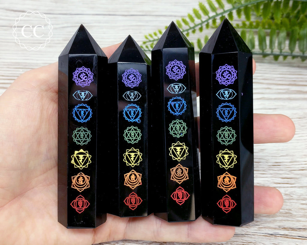 Chakra Black Obsidian Tower – The Citrine Circle