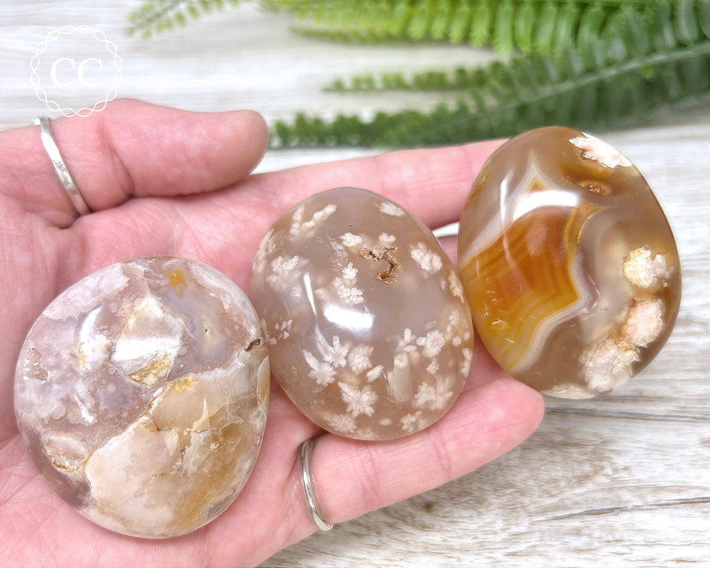 Flower Agate Chunky Palm Stone – The Citrine Circle
