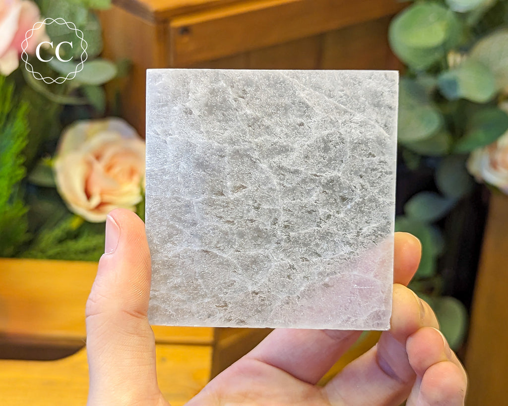 Satin Spar (Selenite) Square Charging Plate – The Citrine Circle